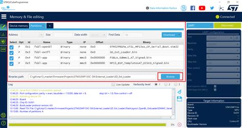 how to load and start stm32cubemp13 applications via microsd card