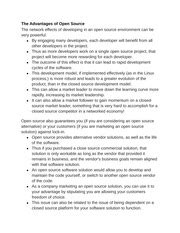 Advantages Of Open Source Notes The Advantages Of Open Source The Network Effects Of