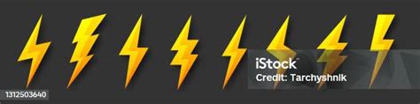 노란색 번개 볼트 아이콘 컬렉션 플래시 기호 벼락 간단한 번개 스트라이크 기호 벡터 일러스트레이션 개념에 대한 스톡 벡터 아트 및 기타 이미지 Istock
