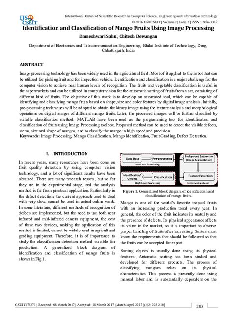 Pdf Identification And Classification Of Mango Fruits Using Image