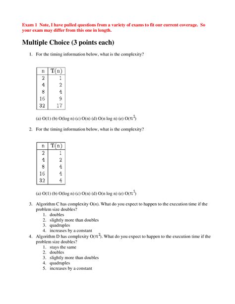 24 Questions On Algorithms And Data Structures Exam Cs 2420 Docsity