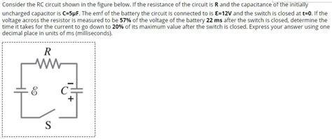 Solved Consider The RC Circuit Shown In The Figure Below If Chegg