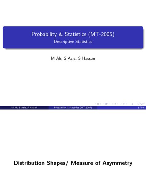 Distribution Shapes And Measure Of Position Pdf Skewness