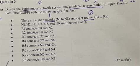 Solved Question 3 A Design The Autonomous Network System