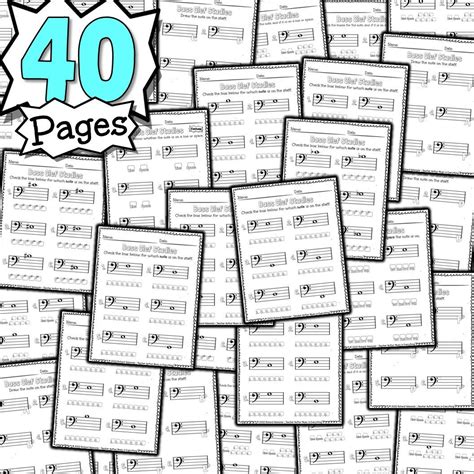 40 Bass Clef Worksheets Tests Quizzes Homework Sub Work And More Etsy