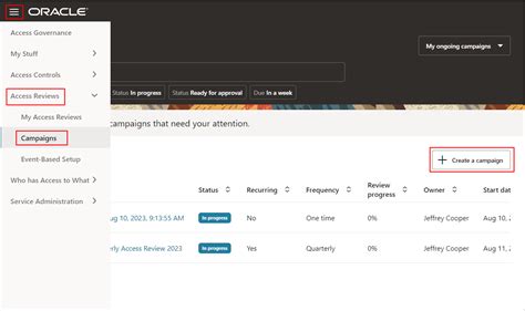 Create And Perform Policy Review Campaigns With Oracle Access Governance