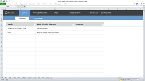 SIPOC Excel Spreadsheet Template LUZ Templates