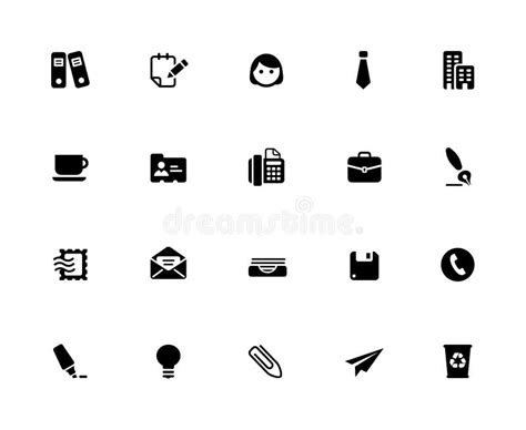 office and business icons 32 pixels icons white series stock vector