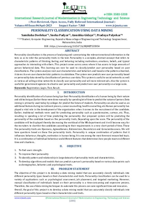 Pdf Mining Behavioral Data For Personality Classification