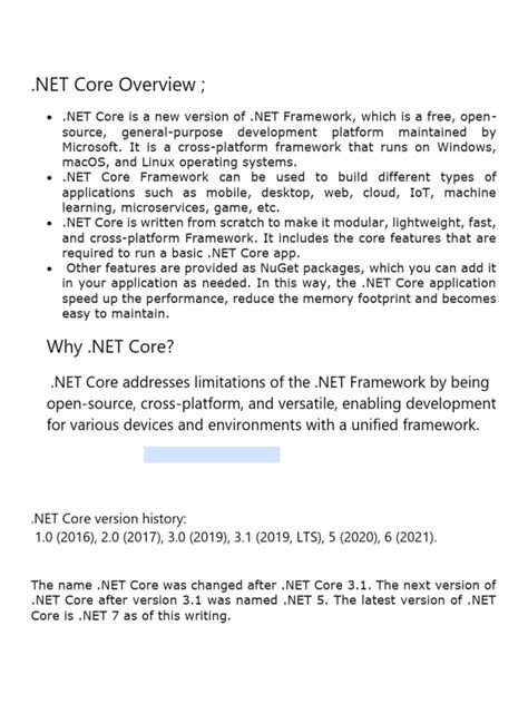 Net Core Overview Pdf Cross Platform Software Application Software