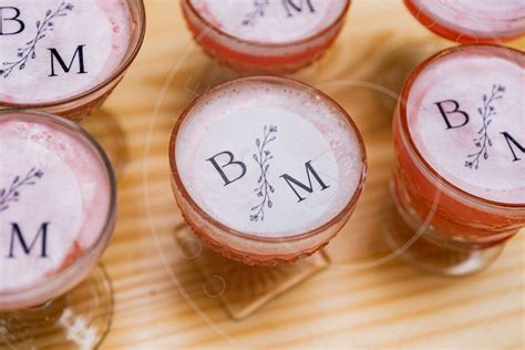 Slant Initial Greenery Monogram Wedding Drink Topper Drink Edible Cocktail Topper Etsy