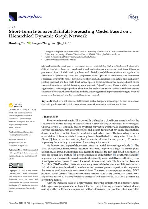 Pdf Short Term Intensive Rainfall Forecasting Model Based On A