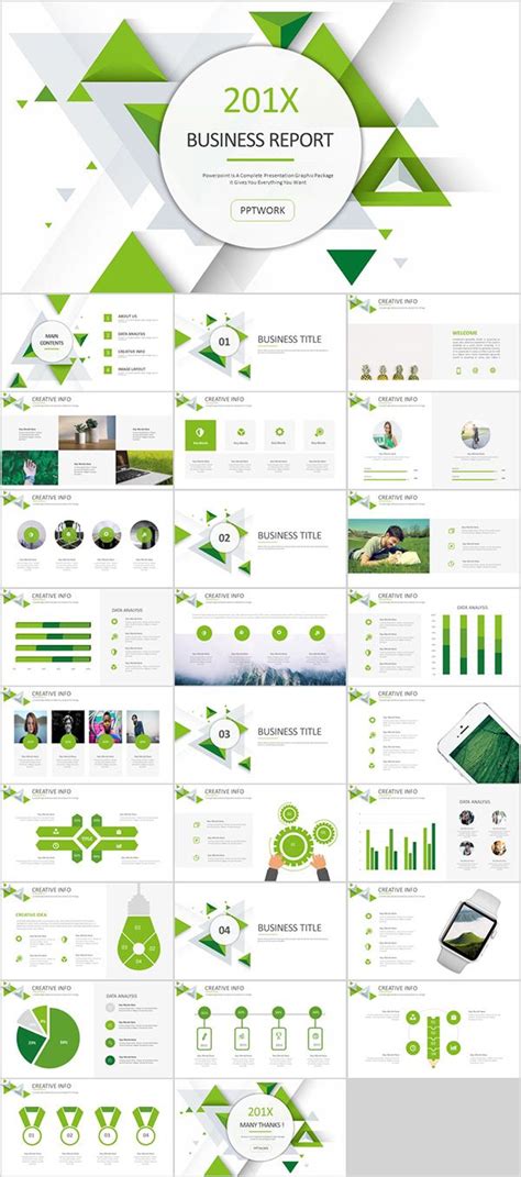 27 green business dynamic powerpoint presentations tem presentasi