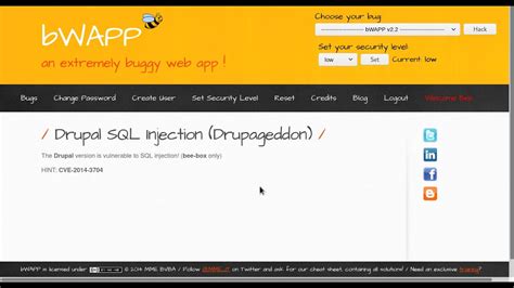 Bwapp Drupal Sql Injection Drupageddon Youtube