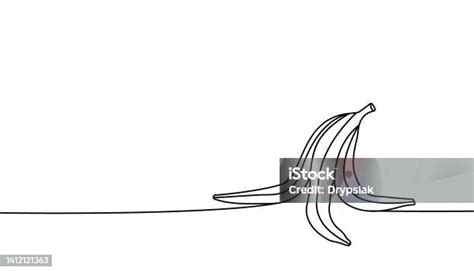 바나나 껍질 한 줄 연속 그리기 바나나 껍질 연속 한 줄 그림 벡터 미니멀리스트 선형 일러스트레이션 1에 대한 스톡 벡터 아트 및 기타 이미지 Istock