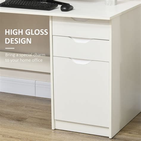 High Gloss Computer Desk With Drawers
