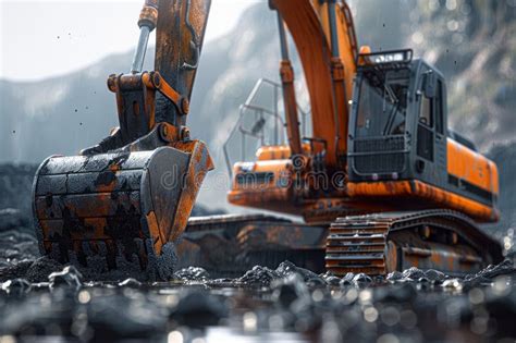 Crawler Excavator Is Digging With Lift Up In The Construction Site Neural Network Ai Generated