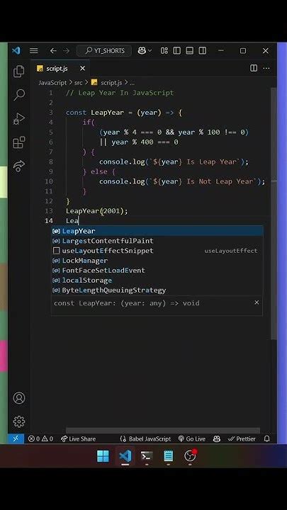 Leap Year In Javascript Shorts Coding Interview Javascript Ytshorts Webdevelopment Youtube