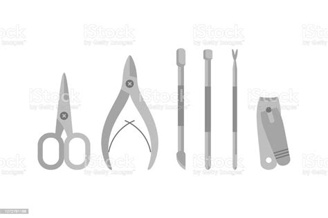 매니큐어 와 페디큐어 키트 는 흰색에 고립 손톱 가위 클리퍼 큐티클 니퍼 그루머 푸셔 손톱깎이에 대한 스톡 벡터 아트 및 기타 이미지 Istock
