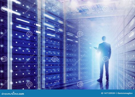 Man With Folder In Data Center Stock Image Image Of Business Hardware 147139939