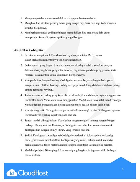 Panduan Belajar Cepat Framework Codeigniter Untuk Pemula Idcloudhost It Imss Halaman 5 Pdf