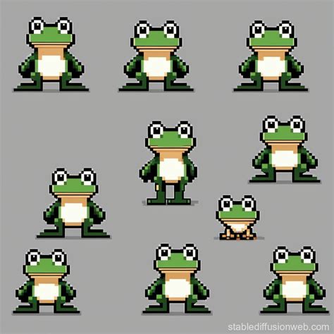 16 Bit Animated Frog Game Sprite Stable Diffusion Online