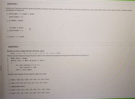solved question 2 assume you have two pointers ptra and ptr