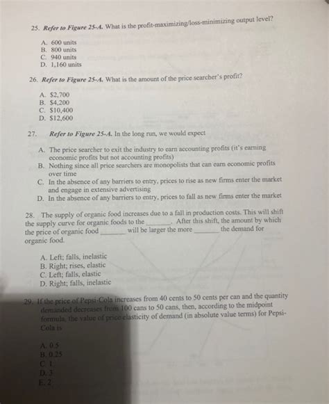 Solved Profit Maximizing Loss Minimizing Output Level 25