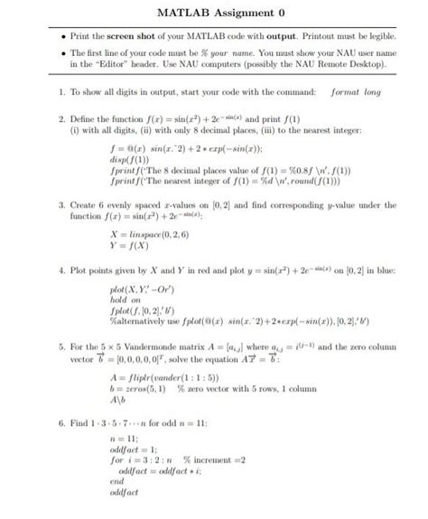 Solved MATLAB Assignment Print The Screen Shot Of Your Chegg