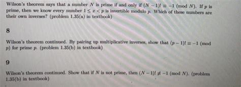 solved wilson s theorem says that a number n is prime if and