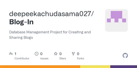 GitHub Deepeekachudasama Blog In Database Management Project For Creating And Sharing Blogs