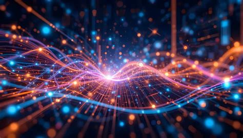 digital abstract visualization of a network of data streams stock