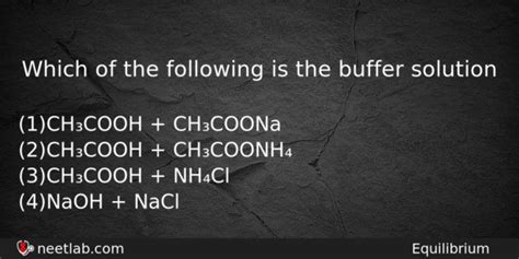 Which Of The Following Is The Buffer Solution NEETLab
