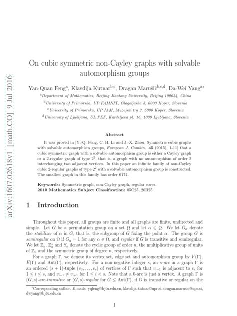 Cubic Symmetric Graphs With Solvable Automorphism Groups Pdf Vertex Graph Theory