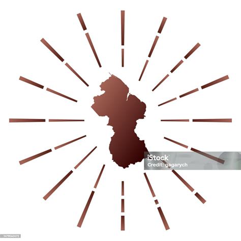 가이아나는 햇살을 기울였습니다 화려한 별 광선이 있는 나라의 지도 디지털 기술 인터넷 네트워크 스타일의 가이아나 그림 벡터 그림입니다 0명에 대한 스톡 벡터 아트 및 기타