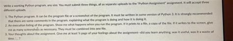 Solved Write A Working Python Program Any Siog You Must