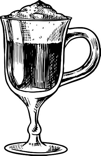 빈티지 스타일의 커피 한 잔 잔에 라떼 손으로 그린 복고풍 스케치 로고 또는 레이블용 템플릿 0명에 대한 스톡 벡터 아트 및 기타 이미지 Istock