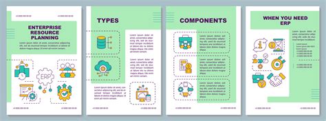 Enterprise Resource Planning Brochure Template Green Leaflet Design With Thin Linear Icons 4
