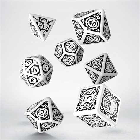 Steampunk Clockwork White And Black Dice Set Rpg Sets