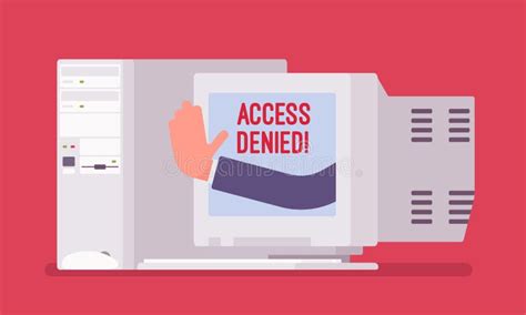 Access Denied Sign On Old PC Screen Stock Vector Illustration Of Danger Safety