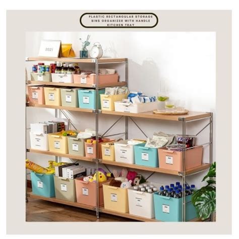 Plastic Rectangular Storage Bins Organizer With Handle Kitchen Tray