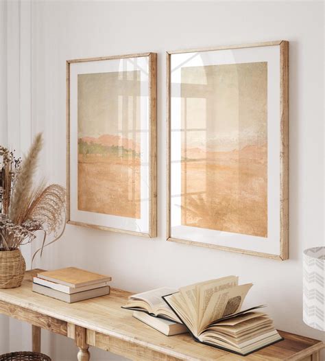 Unfframed Beige Abstract Desert Print Set Earthy Texture Boho Wall Art