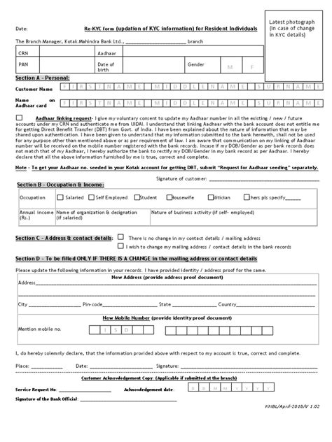 Declaration For Re Kyc Low Risk Individuals Pdf Identity Document Authentication