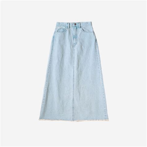 캐피탈 13온즈 데님 하이 웨이스트 맥시 스커트 인디고 Kapital Kream