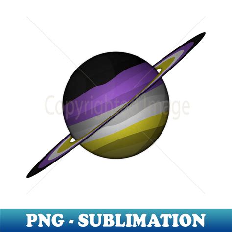 Planet And Rings In Non Binary Pride Flag Colors Exclusive Inspire Uplift