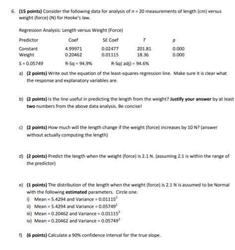Solved 6 15 Points Consider The Following Data For