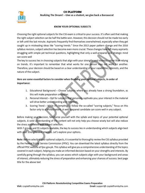 Optional Subjects For Css A Comprehensive Selection Guide Pdf Applied Mathematics Science