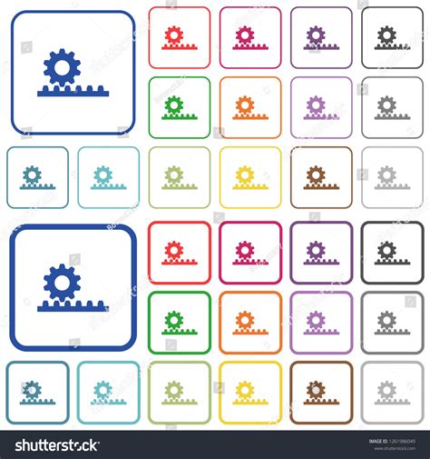 cogwheel rack pinion color flat icons vector de stock libre de