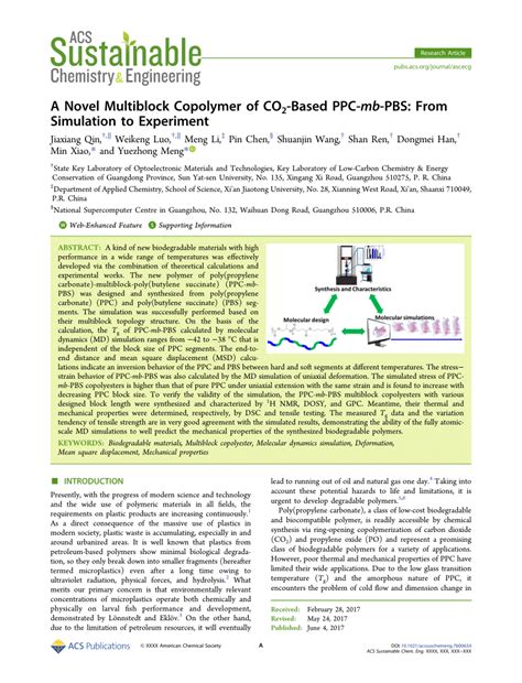 Pdf A Novel Multiblock Copolymer Of Co2 Based Ppc Mb Pbs From