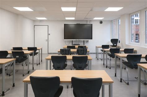 A Classroom Full Of Tables And Chairs Stock Image Image Of Desk Knowledge 385098973